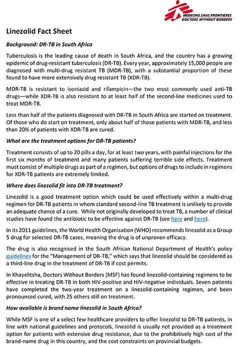 Linezoid Fact Sheet | MSF
